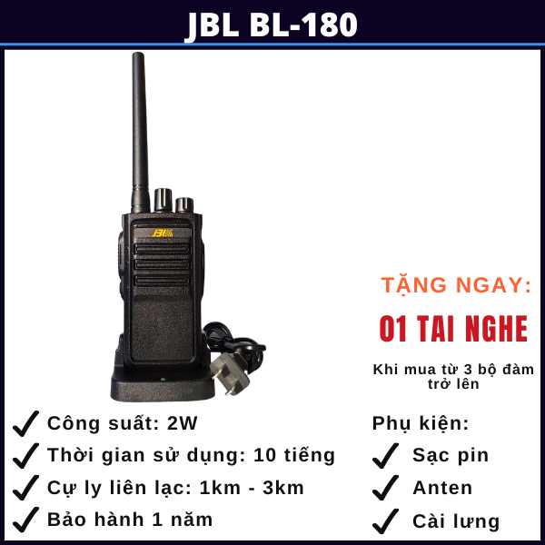 Bộ đàm JBL BL-180 | Bộ đàm cầm tay JBL BL-180 chính hãng giá rẻ